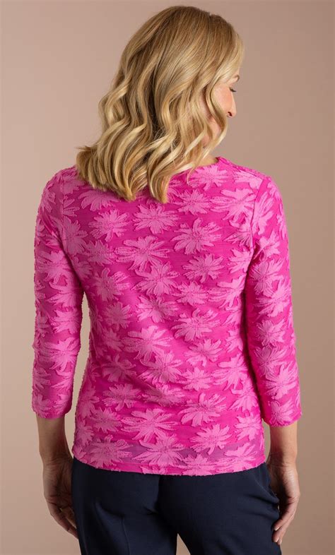 Anna Rose Jacquard Top In Pink Klass