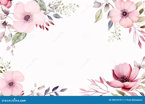 Watercolor Flowers For Design Floral Background Frame Generative Ai Stock Illustration