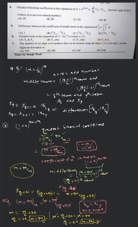 Greatest Binomial Coefficient In The Expansion Of 1 X {40 M} Is Sum {i