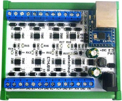Aoyygg Rj45 To Rs485 Hub Converter1 To 8 Ethernet Network Rj45 To 8 Port Rs485 Hub