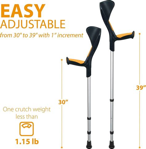 Advance Adult Walking Forearm Crutches Ergonomic Handle With Comfy Grip