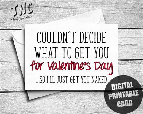 Naughty Valentines Day Card For Him Printable Funny T For