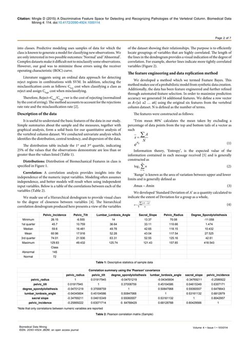 A Discriminative Feature Space For Detecting And Recognizing Pathologies Of The Vertebral Column