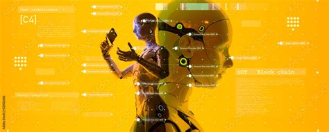 Engineer Industrial Robot 3d Humanoid Futuristic Robot Working Coding