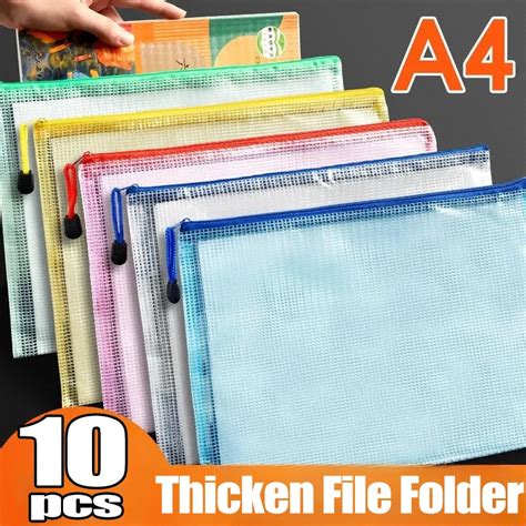 1 5 10pcs Thicken Mesh Zipper Pouch Document Bag Waterproof Zip File