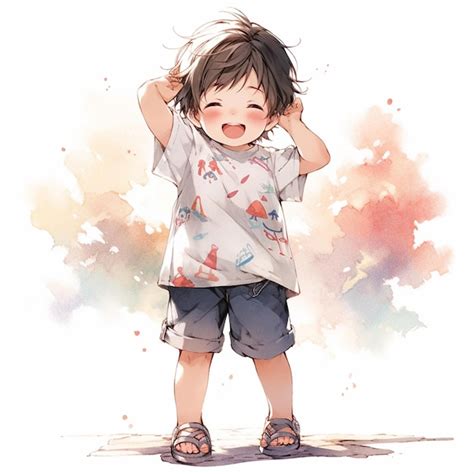 Premium Photo Anime Boy With A Messy Hair And A White Shirt And