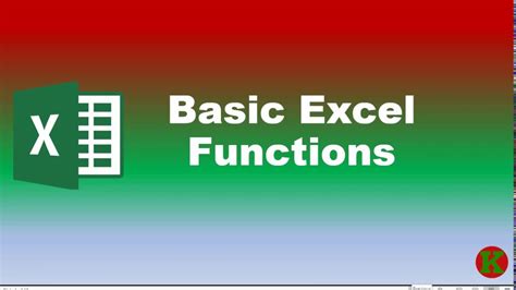 Basic Excel Functions Youtube