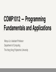 Lec01 Introduction 1 Pdf COMP1012 Programming Fundamentals And