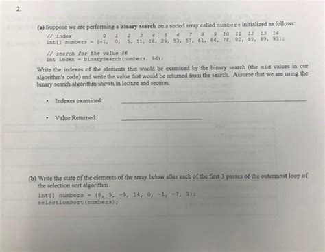 solved 2 0 suppose we are performing a binary search on a