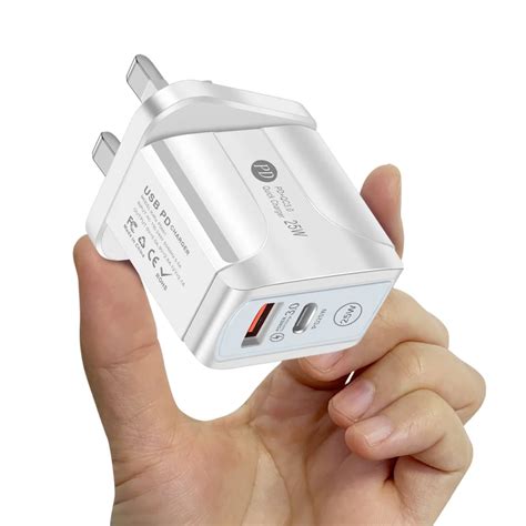 Hot Selling Type C Pd W Fast Wall Power Adapter Dual Ports Charger With Uk Eu Us Plug For