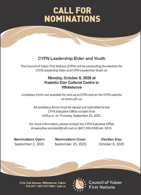Call For Nominations Cyfn Leadership Elder And Youth Council Of Yukon