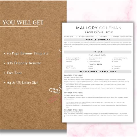 Ats Friendly Resume Canva Template Ats Resume Ats Cv Resume Template