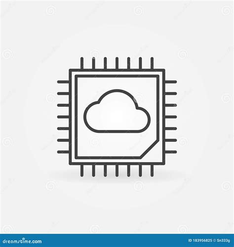 Cpu With Cloud Line Icon Vector Cloud Computing Outline Symbol Stock Vector Illustration Of