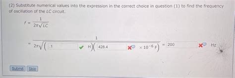 solved 2 substitute numerical values into the expression