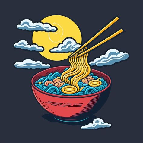 Premium Vector Japanese Ramen Noodles Bowl Cartoon Illustration For
