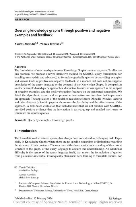 Querying Knowledge Graphs Through Positive And Negative Examples And Feedback Request Pdf