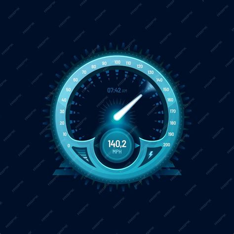 Premium Vector Speedometer Neon Dial Car Speed Gauge Dashboard Futuristic Counter Interface