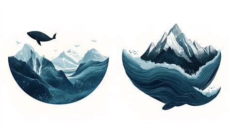 クジラと山の物語｜イラスト・フリー素材なら「シンテリ」