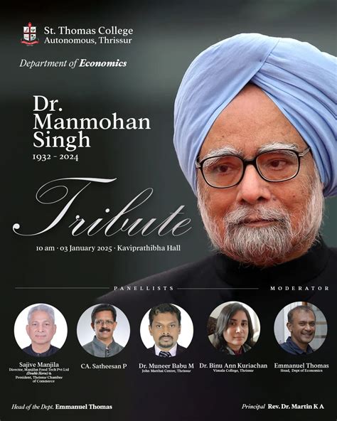 Dr Manmohan Singh Tribute St Thomas College Autonomous