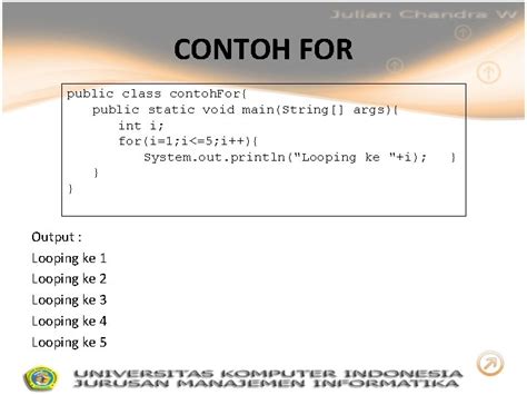 Java Fundamental Perulangan Loop Terdapat 3 Jenis Perulangan