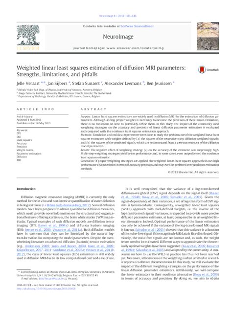 Pdf Weighted Linear Least Squares Estimation Of Diffusion Mri Parameters Strengths