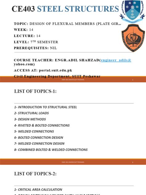 Lecture 14 Flexure Member Girder Design Pdf