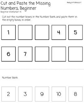 Cut And Paste Missing Numbers Up 10 Beginner And Advanced Versions Bundle