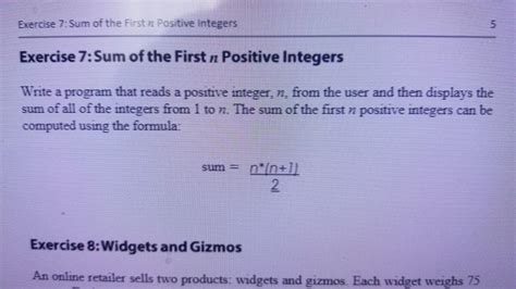Solved Exercise 7 Sum Of The First Positive Integers In