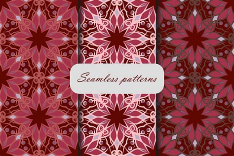 3 원활한 패턴 디자인에 대 한 아름 다운 복고풍 색상 만다라의 설정 0명에 대한 스톡 벡터 아트 및 기타 이미지 0명 3가지 개체 갈색 Istock