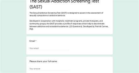 The Sexual Addiction Screening Test SAST