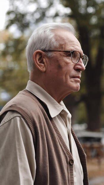 Side View Senior Man Portrt Premium Ai Generated Image