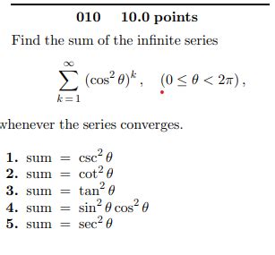 Solved Find The Sum Of The Infinite Series Chegg