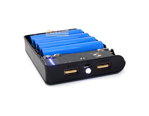 Power Bank แหล่งจ่ายไฟสำหรับ Arduino Esp8266 ชาร์จไฟผ่าน Usb ถ่าน 18650 4 ก้อน สีดำ ขาย