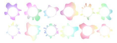 원형 음파의 집합입니다 사운드 라인 방사형 스펙트럼 사운드 이퀄라이저 원형 멀티 컬러 네온 기하학적 물결 모양의 프레임 방사형 스펙트럼 벡터 일러스트 레이 션 3차원 형태에