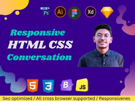 Psd To Html Figma Sketch Xd To Html Responsive With Bootstrap Upwork
