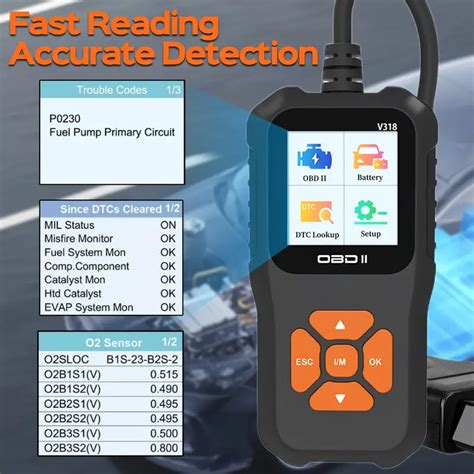 Obd2 자동차 스캐너 진단 검사 도구 V318 2 컬러 스크린 차량 오류 코드 리더 Obdii 프로토콜 자 Temu