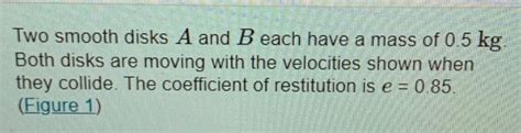 Solved Two Smooth Disks A And B Each Have A Mass Of 05 Kg