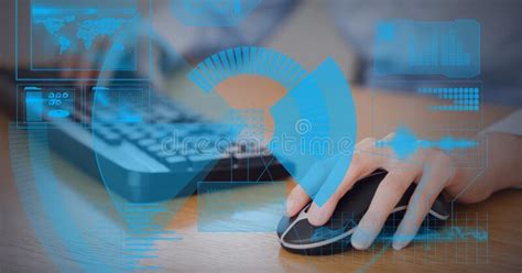 Digital Interface With Data Processing Against Mid Section Of Person