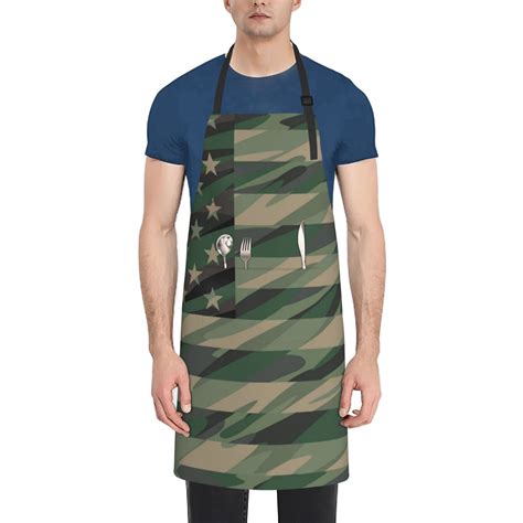 Lsque Jungle Green Camo Usa Flag Waterproof Apron Chef Aprons For Men