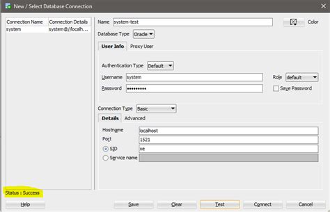 Database Cannot Create Connection In Sql Developer With New User