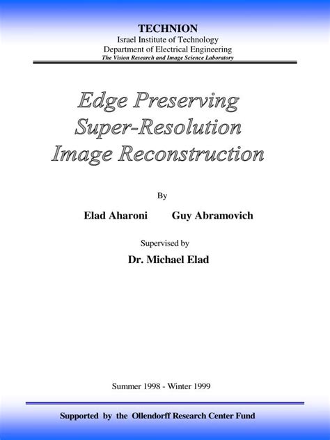 Ppt Edge Preserving Super Resolution Image Reconstruction Powerpoint