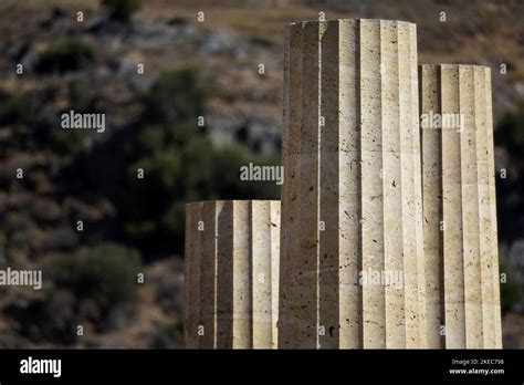 Doric Order Columns At The Archaic Temple Of Athena A Monument At The