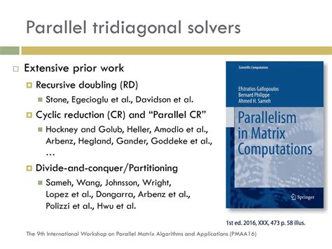 the 9th international workshop on parallel matrix algorithms and