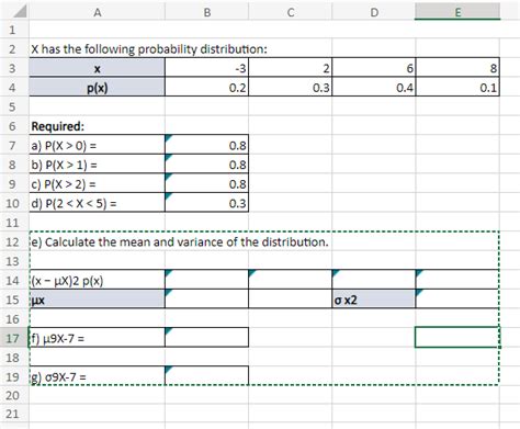 Solved A B C D E X Has The Following Probability Chegg