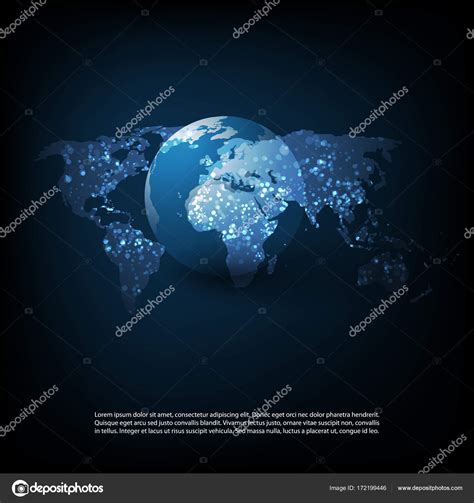 Cloud Computing And Networks Concept With Earth Globe And World Map Abstract Global Digital