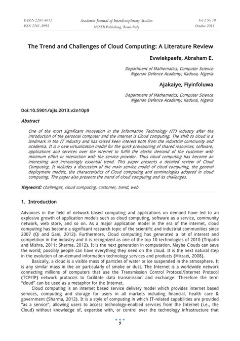 Pdf The Trend And Challenges Of Cloud Computing A Literature Review