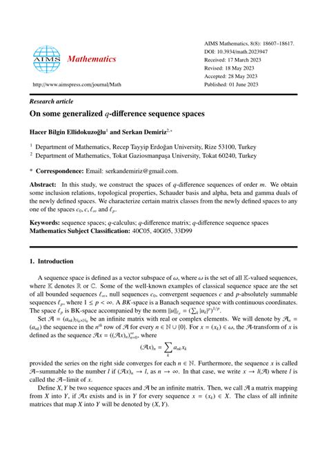 Pdf On Some Generalized Q Difference Sequence Spaces