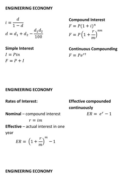 Engineering Economy Formula Pdf Depreciation Interest