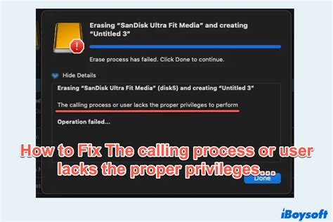 Fixed The Calling Process Or User Lacks Proper Privileges