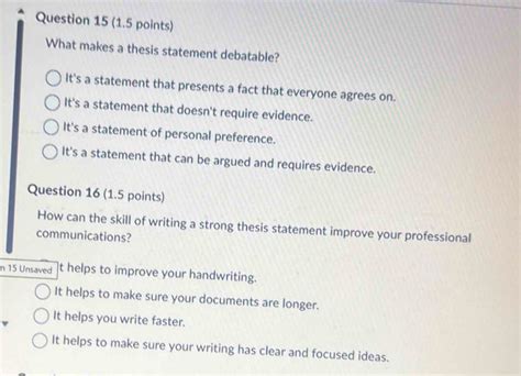 Solved What Makes A Thesis Statement Debatable Its A Statement That